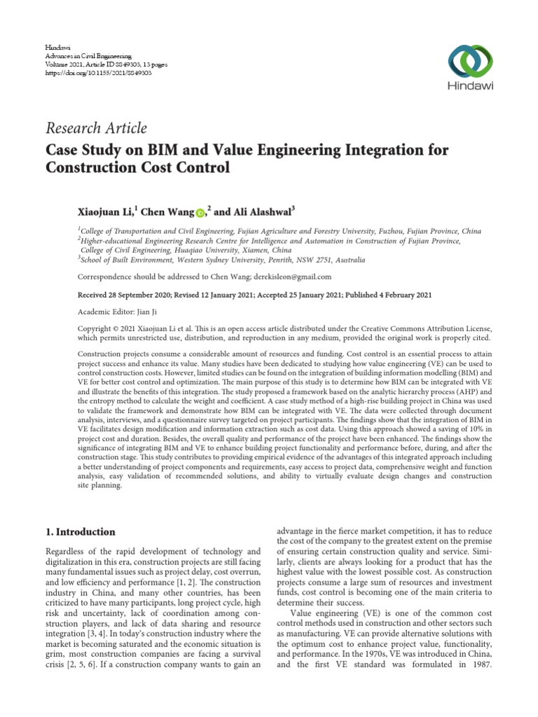 Case Study On BIM and Value Engineering Integration For | PDF ...