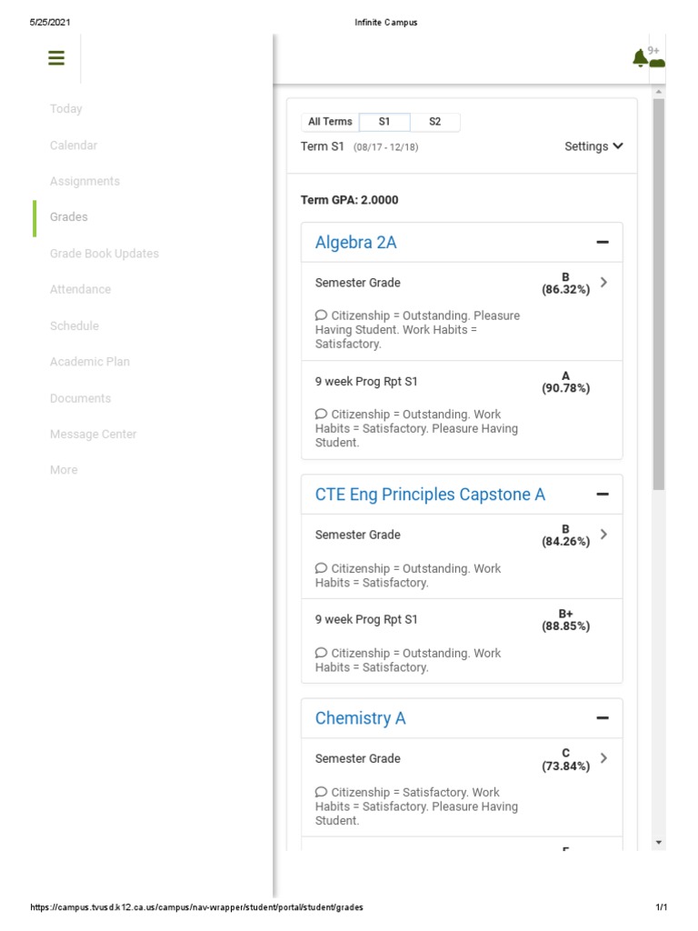 1st Semester Grades | PDF
