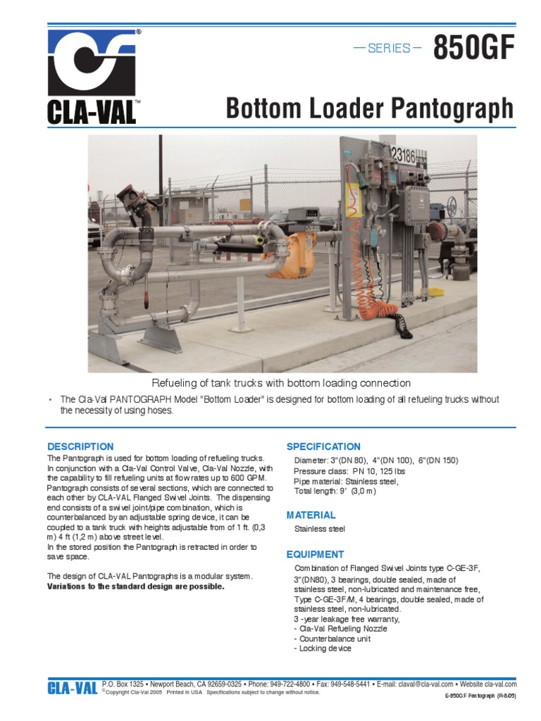 (CLA-VAL) Pantograph E-850GF | PDF | Aerial Refueling | Pipe (Fluid ...