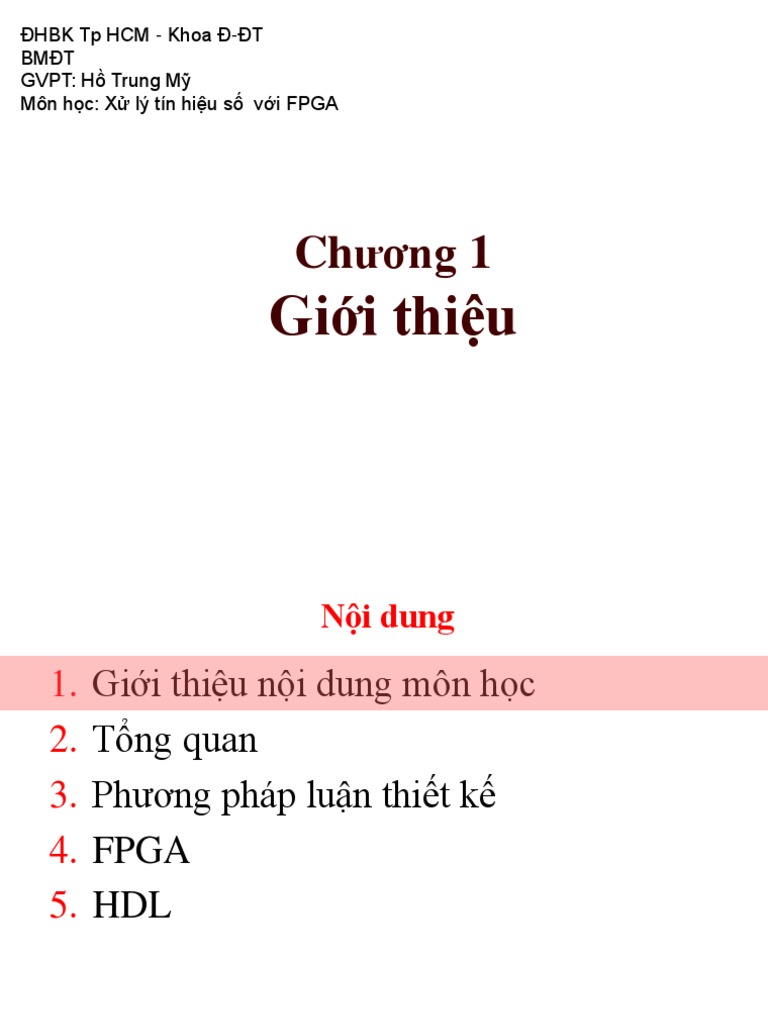 DSP Fpga Ch01 Gioi Thieu Hk202 | PDF