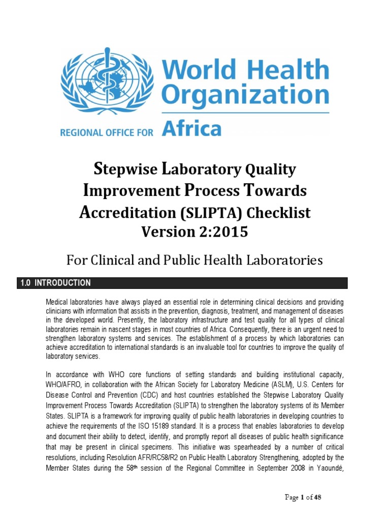Stepwise Laboratory Quality Improvement Process Towards Accreditation ...
