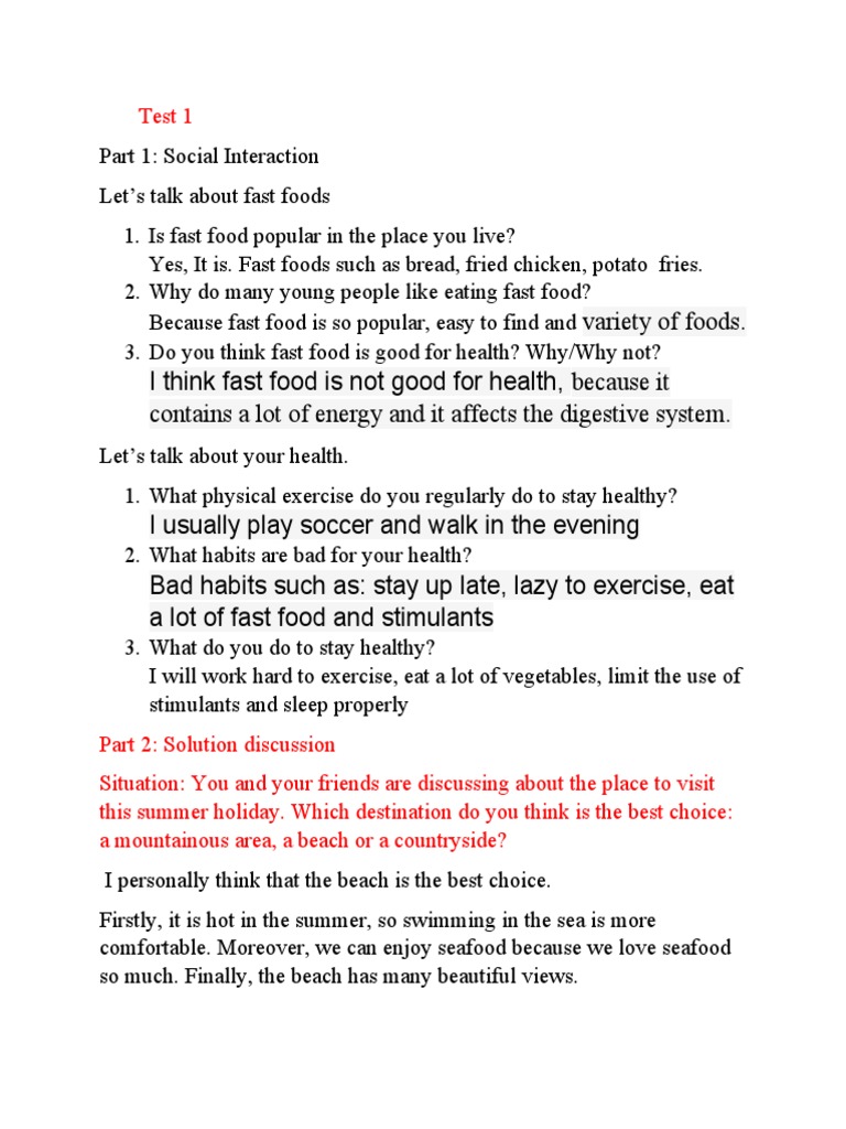Test 1 | PDF | Fast Food | Foods