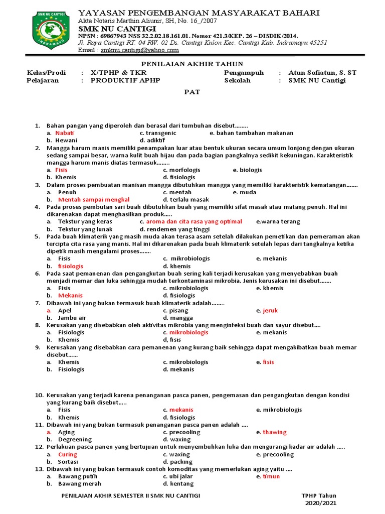 Ukk Kelas X TPHP 2021 | PDF | Teknologi & Rekayasa