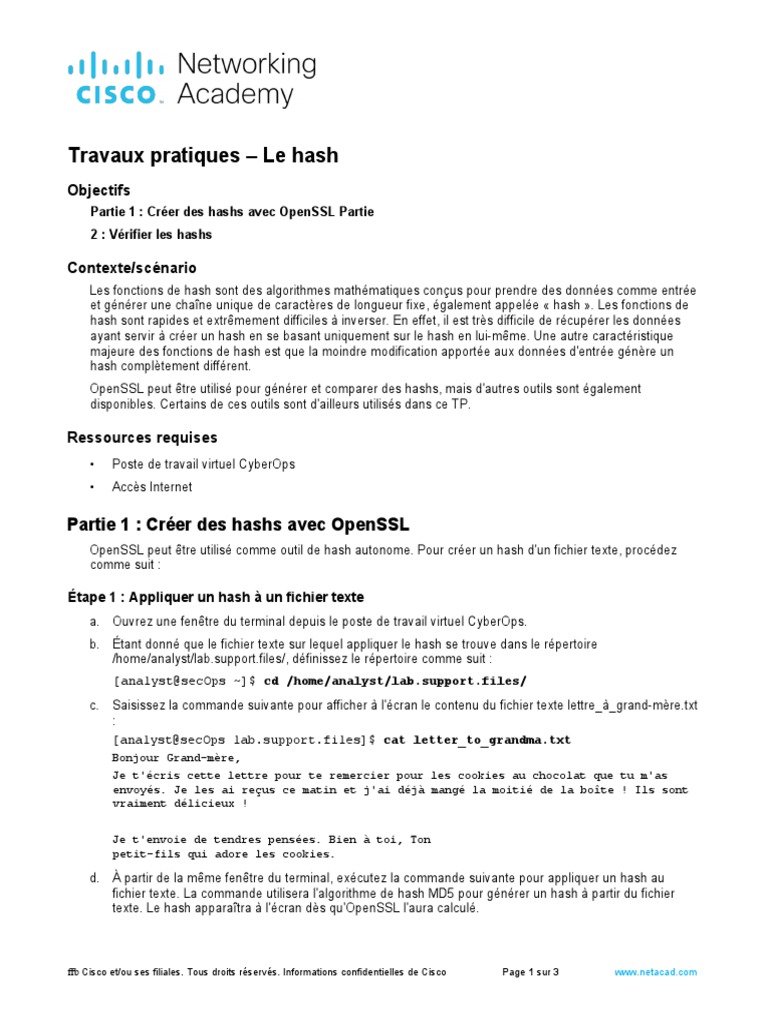 9.1.2.5 Lab - Hashing Things Out | PDF | Architecture (Informatique) | Algorithmes