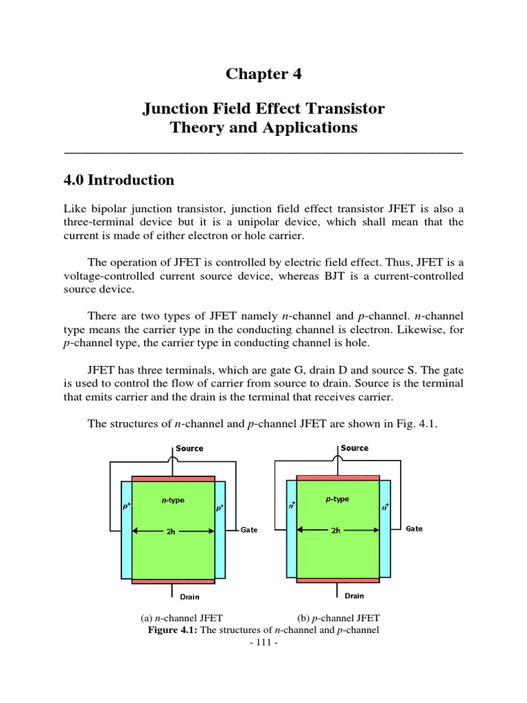 Chapter 4 JFET Theory and Applications | PDF | Field Effect Transistor | Amplifier