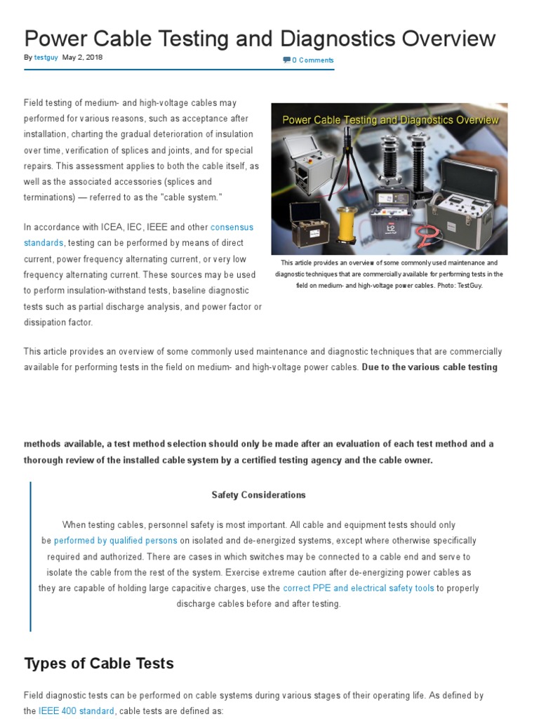 Power Cable Testing and Diagnostics Overview | PDF | Capacitor ...