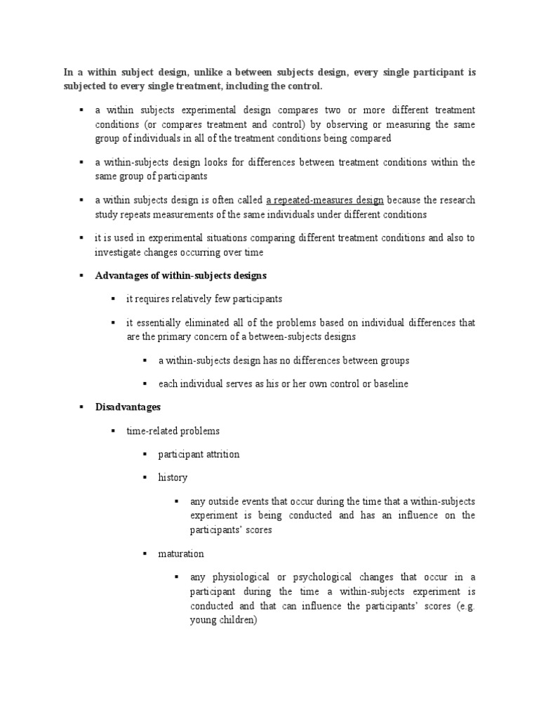 Within Subject Design | Download Free PDF | Research Methods ...
