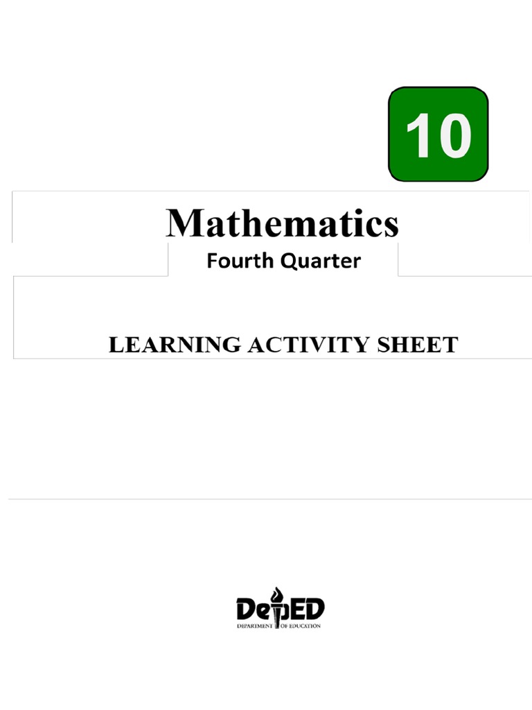 Mathematics 10 LAS Q4 | PDF | Percentile | Confidence Interval