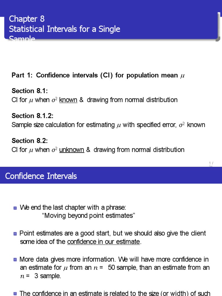 TOPIC2 - Statistical Interval | PDF | Confidence Interval | Sample Size Determination