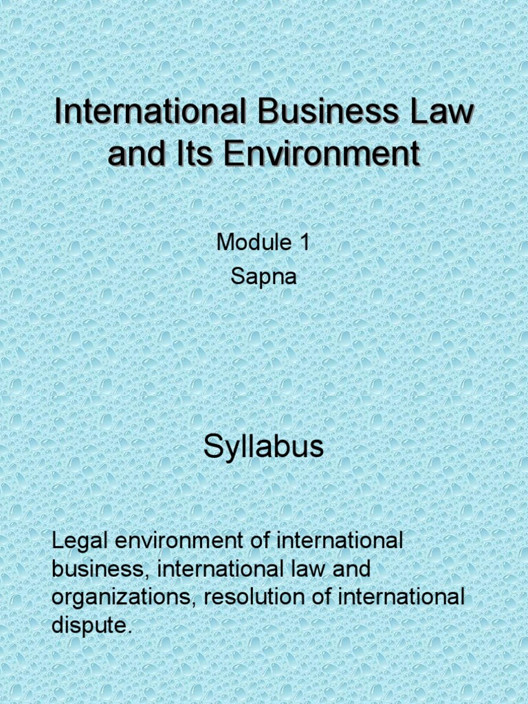 International Business Law and Its Environment | PDF | International ...