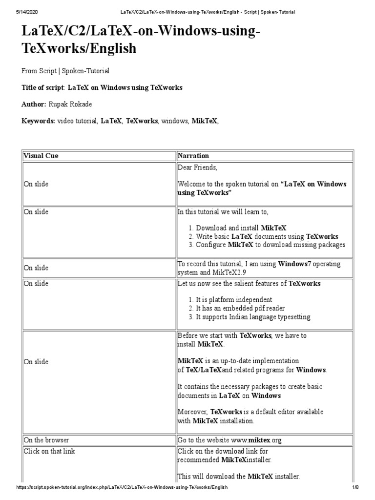 1.LaTeX On Windows Using TeXworks | Download Free PDF | System Software | Software