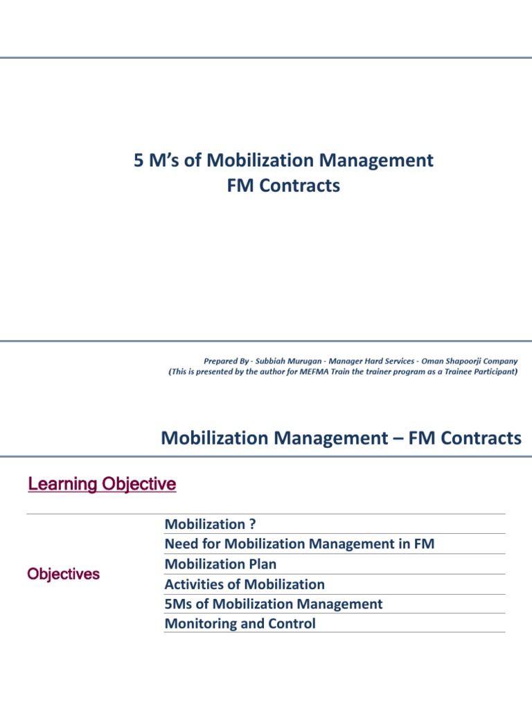 Typical Mobilization | PDF | Specification (Technical Standard ...