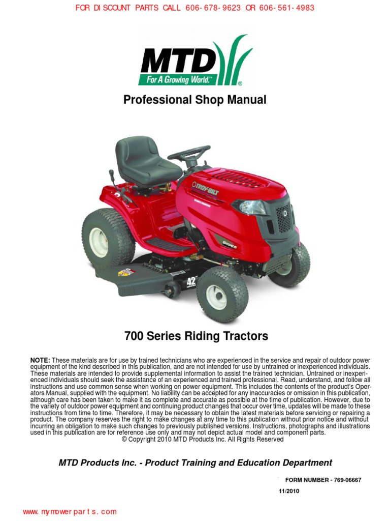 Troy Bilt Pony Bronco Thoroughbred Horse 700 Series Rider Repair Manual. PDF Axle Tractor