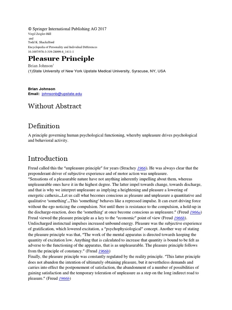 Pleasure Principle: Without Abstract | PDF | Id | Sigmund Freud