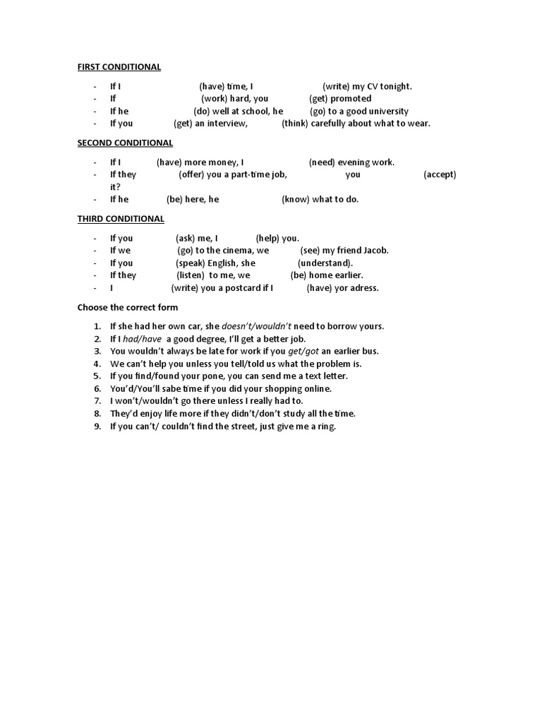 Conditional Sentences Practice | PDF