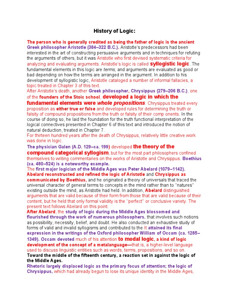 Note On The History of Logic | PDF | Deductive Reasoning | Argument