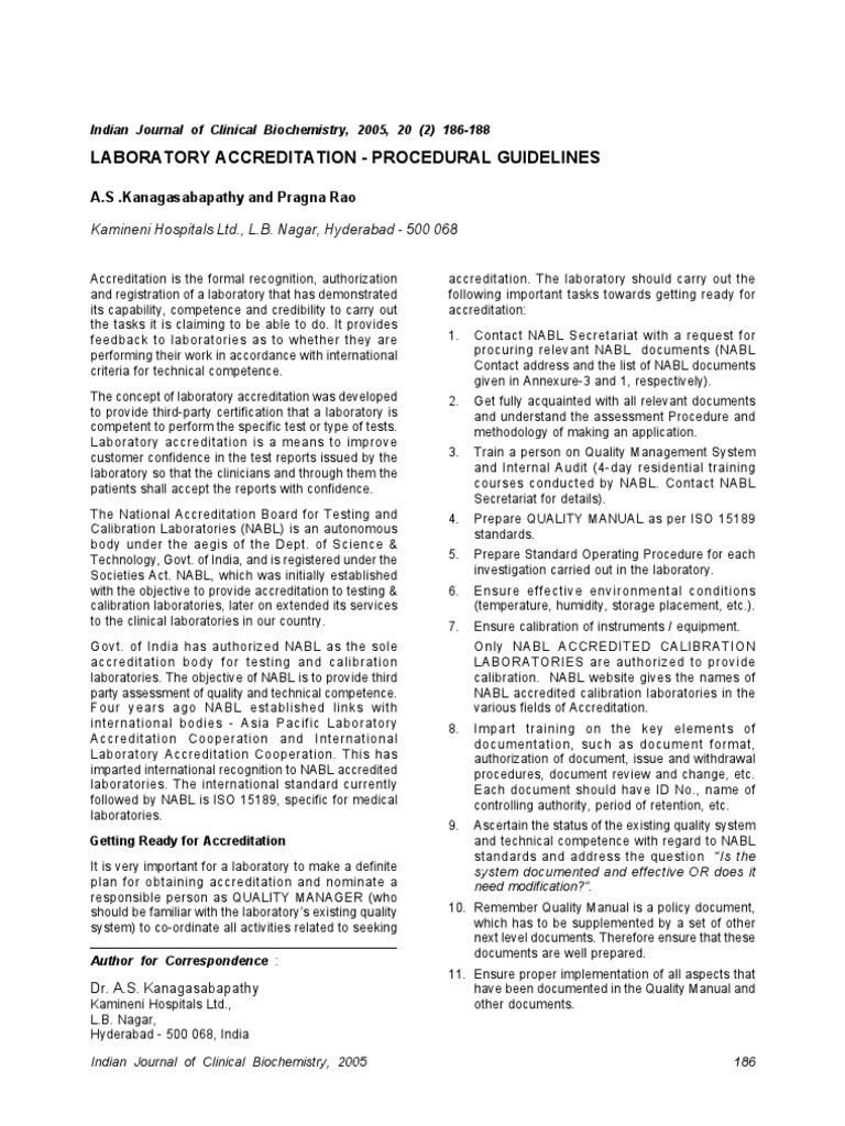 Laboratory Accreditation - Procedural Guidelines | PDF | Calibration ...