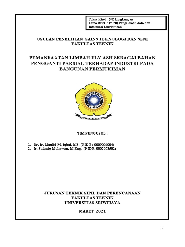 Proposal Penelitian Batu Bata Limbah Fly Ash | PDF