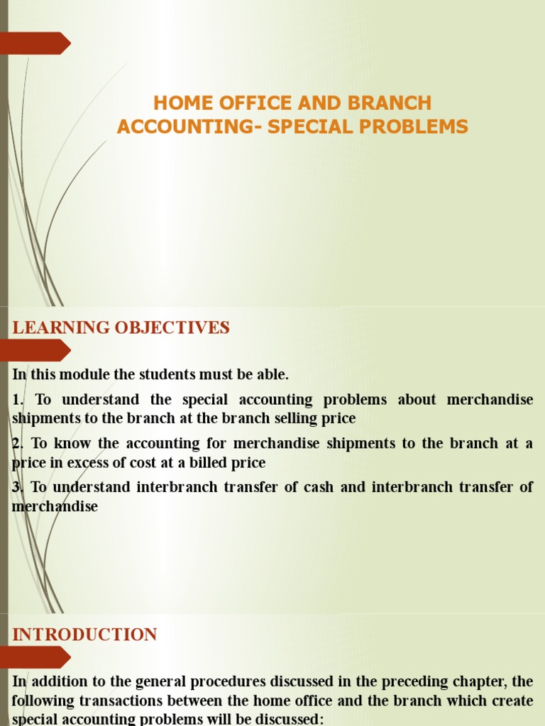 Accounting for Multi-Branch Transactions | PDF | Valuation (Finance ...