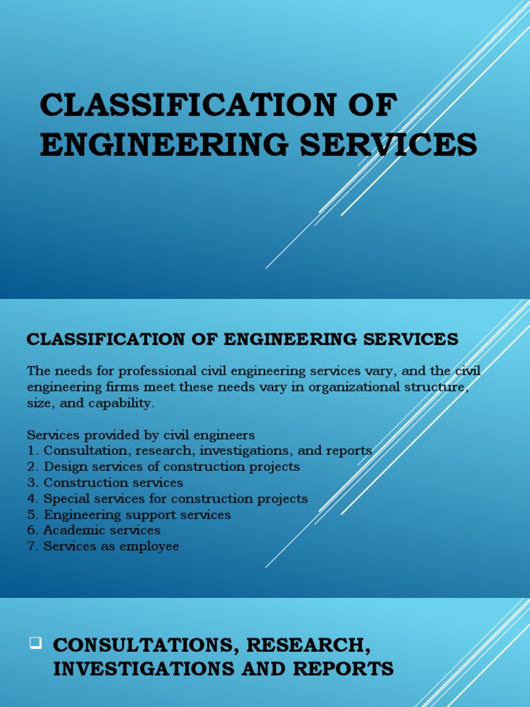 Classification of Engineering Services | PDF | Engineer | Real Estate ...