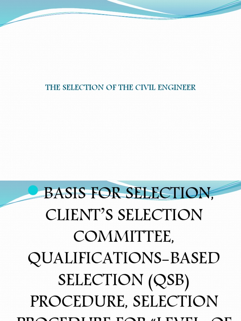 The Selection of The Civil Engineer | PDF | Engineer | Economies