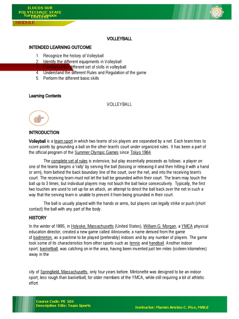 ISPSC Module With Template | PDF | Volleyball | Baseball Field