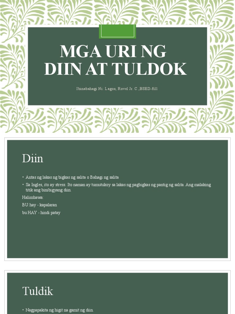 Mga Uri NG Diin at Tuldik | PDF