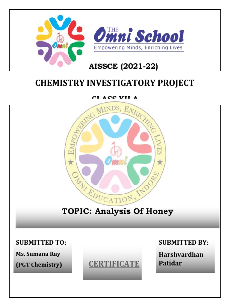 Analysis of Honey Chemistry Investigatory Project Class 12 | PDF ...