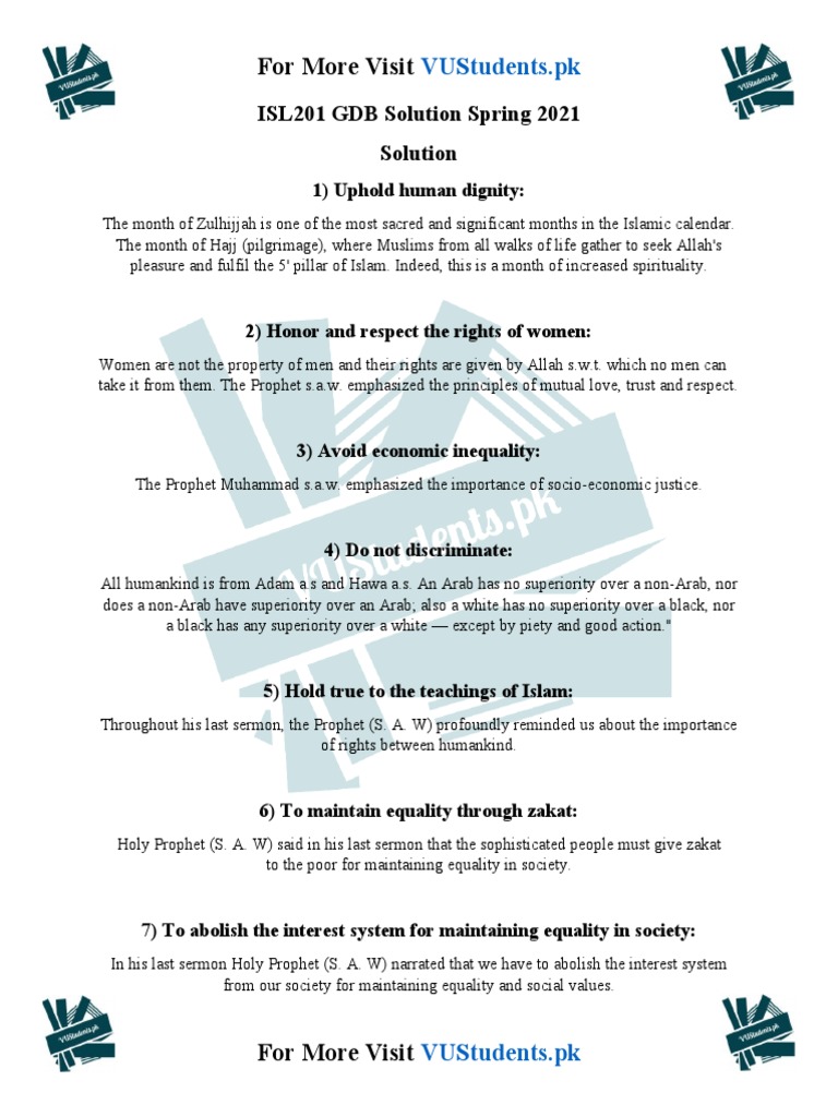 ISL201 GDB Solution Spring 2021 | PDF | Muhammad | Hajj