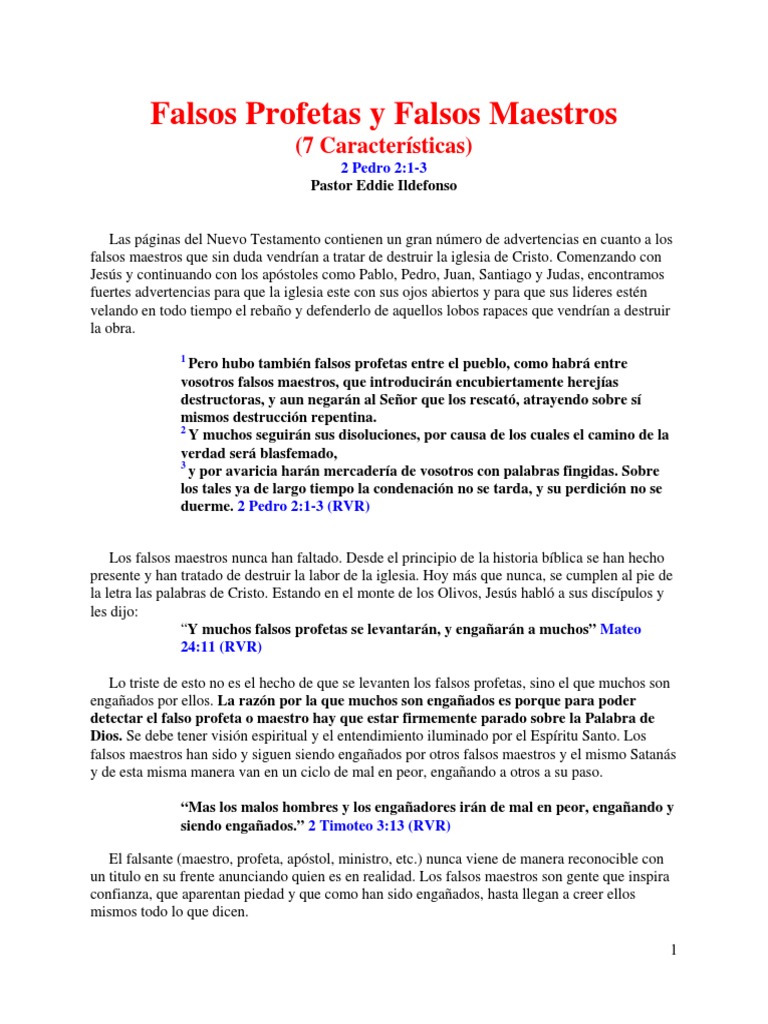 85 Falsos Profetas y Falsos Maestros | PDF | Biblia | Pablo el apóstol