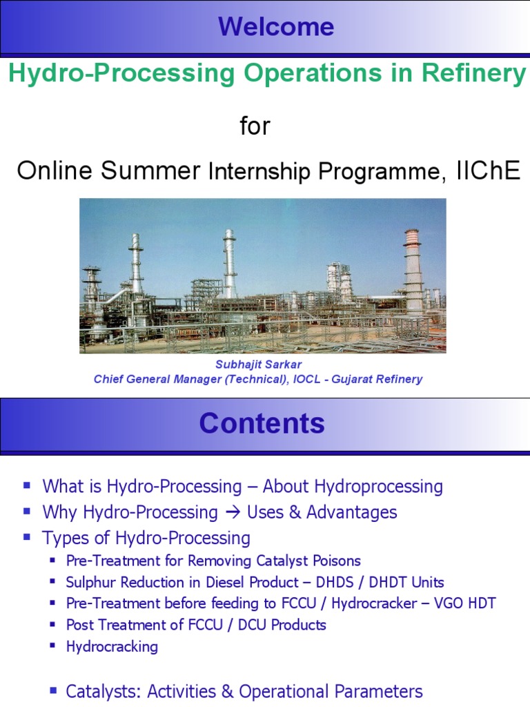 Hydro-Processing Operations in Refinery: Online Summer, Iiche For | PDF ...