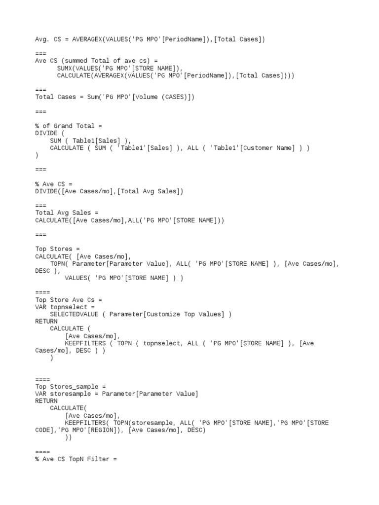 Power BI DAX Formulas | PDF