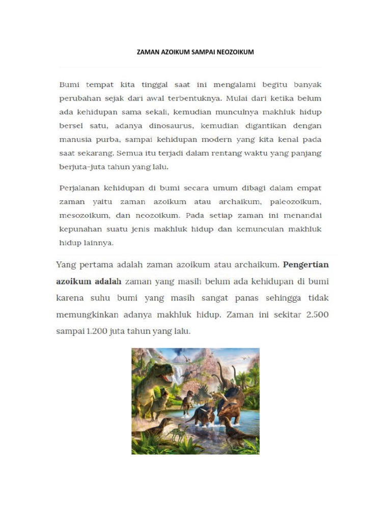 Zaman Azoikum Sampai Neozoikum | PDF