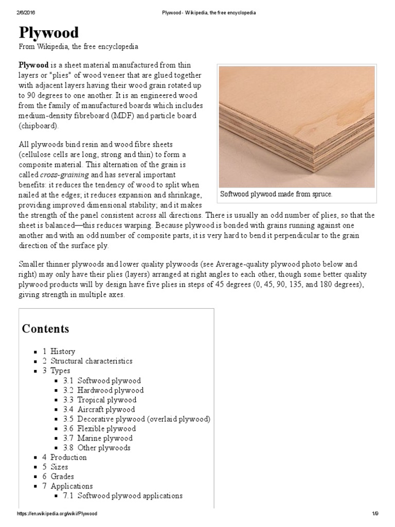 Plywood - Wikipedia, The Free Encyclopedia | PDF | Plywood | Wood Products