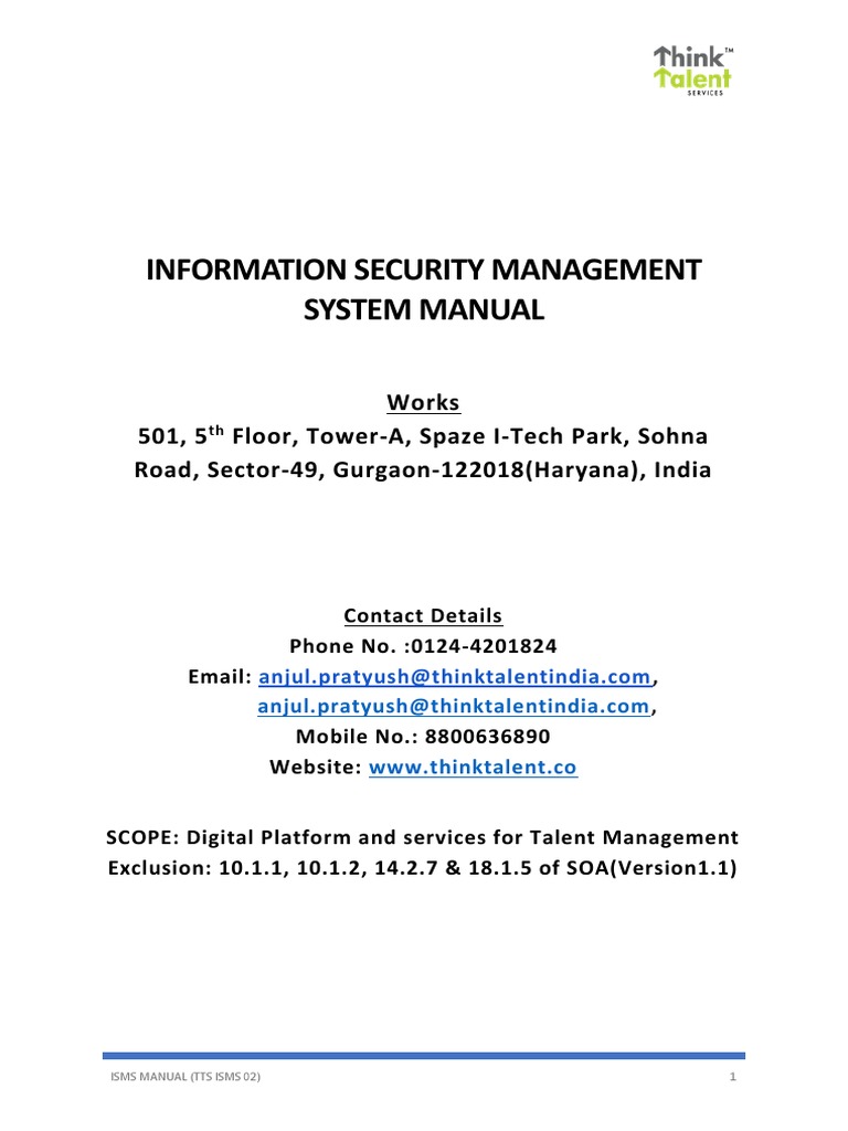 Information Security Management System Manual | PDF | Information ...