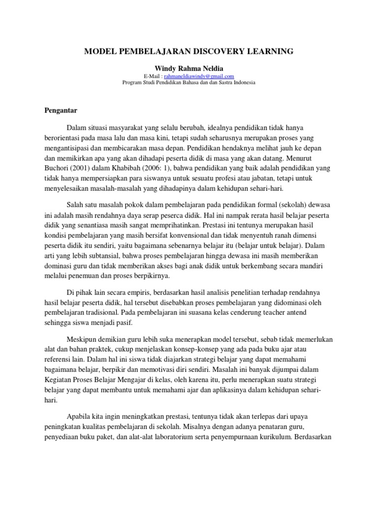 Model Pembelajaran Discovery Learning | PDF