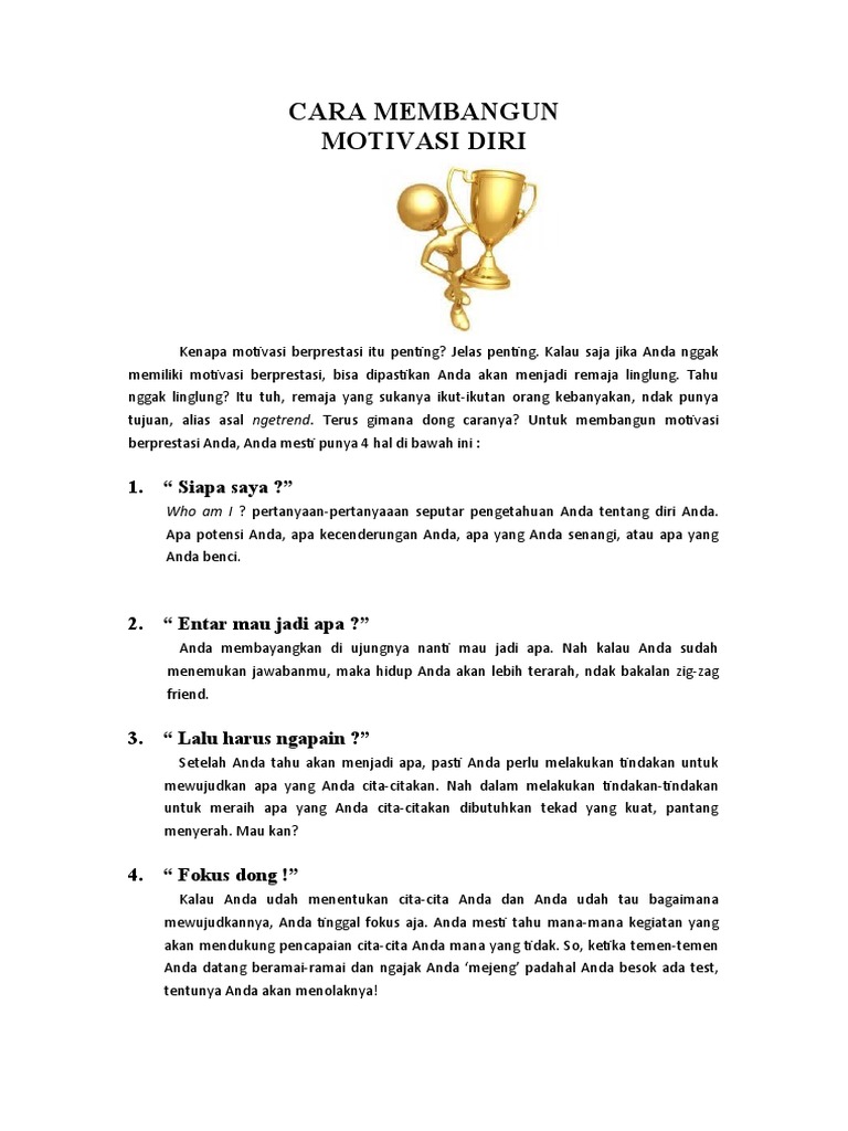 Cara Membangun Motivasi Diri | PDF | Pengembangan Diri