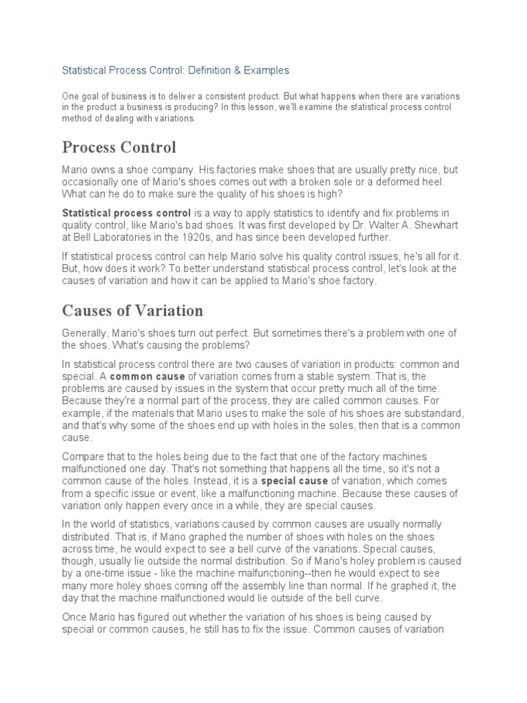 Statistical Process Control: Definition & Examples | PDF | Science ...