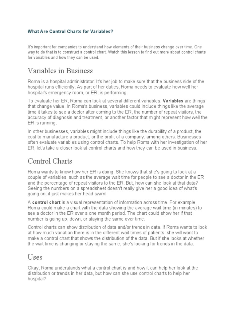 What Are Control Charts For Variables | PDF | Chart | Data