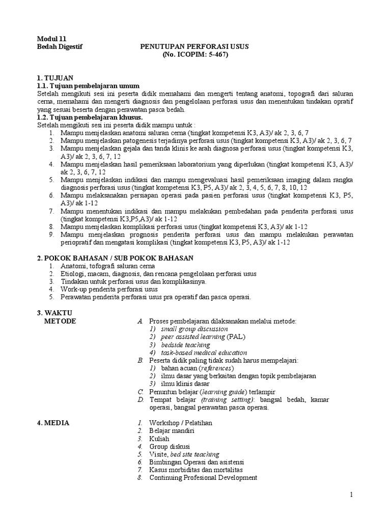 Modul 11-Penutupan Perforasi Usus | PDF
