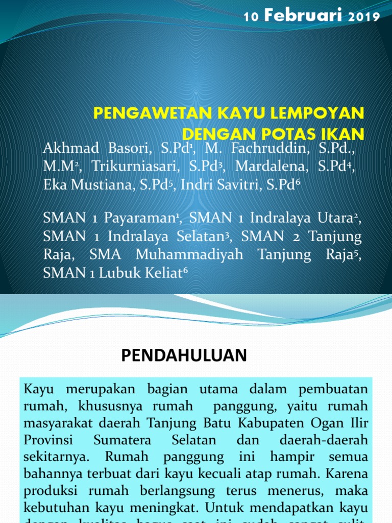 Pengawetan Kayu Lempoyan Dengan Potas Ikan | PDF