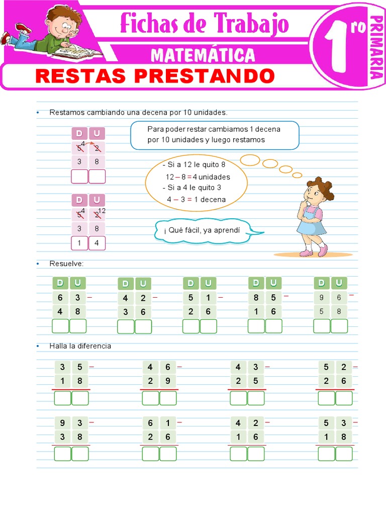 Hojas De Trabajo De Resta De Primer Grado Para Imprimir