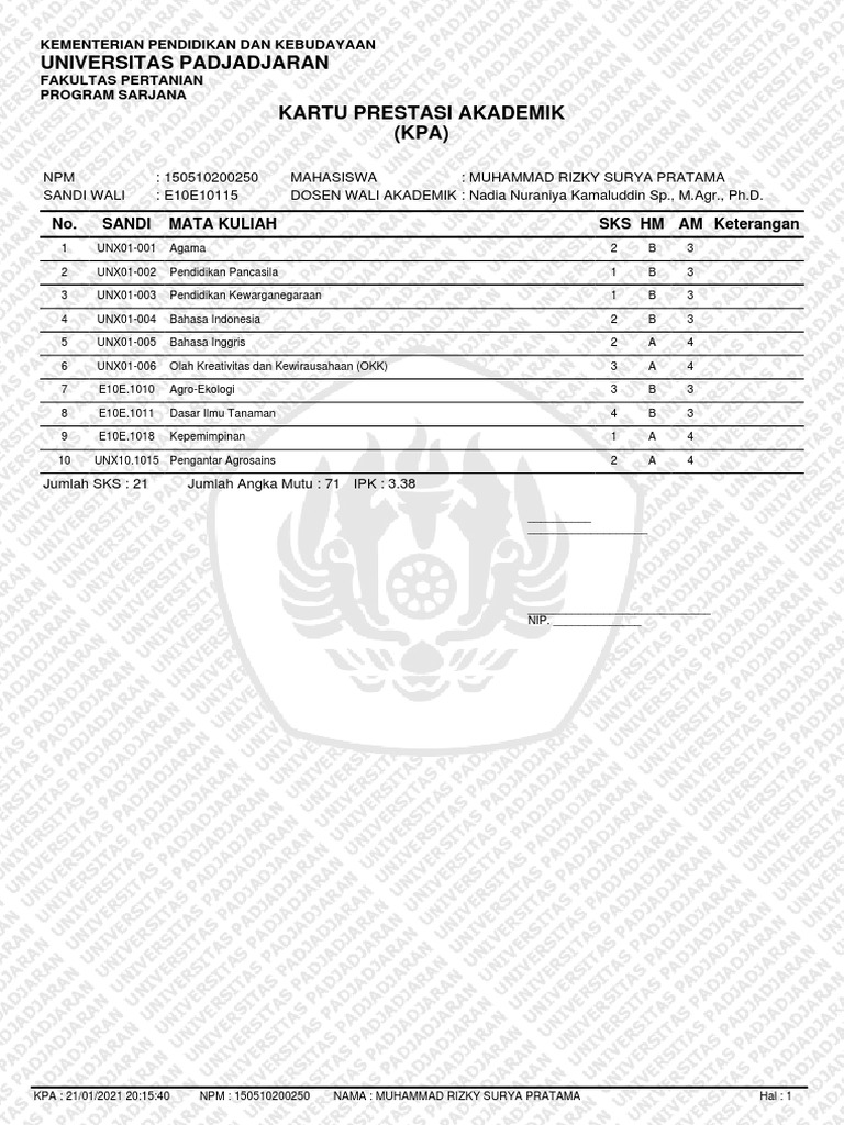 KRS Semester 1 | PDF