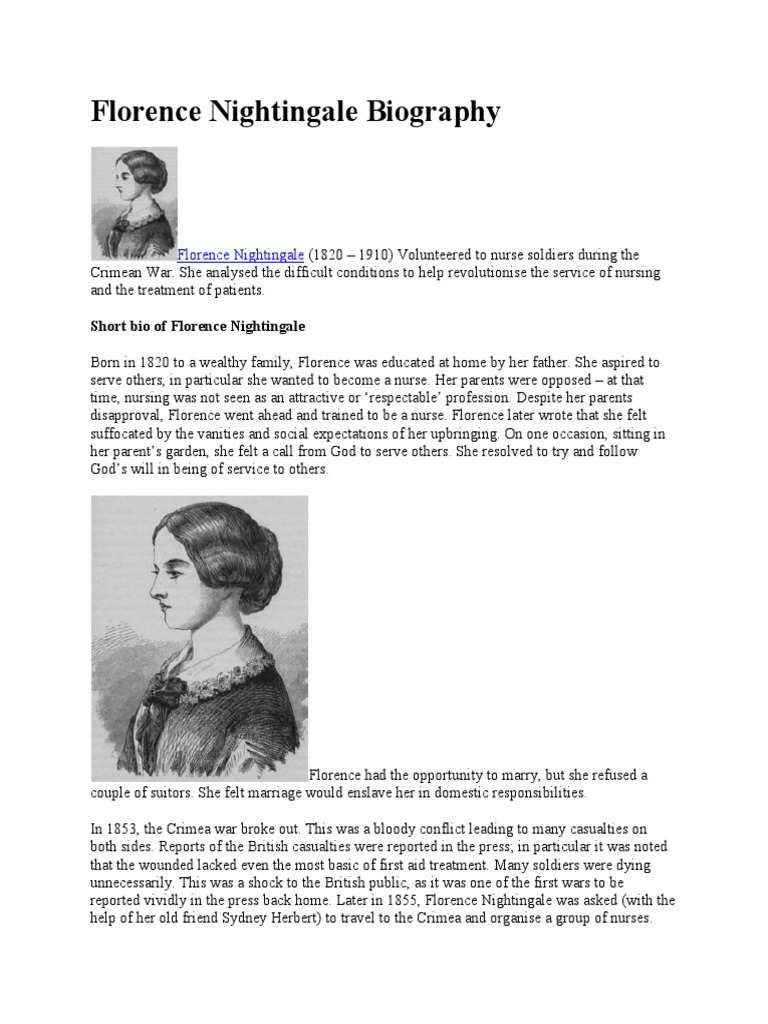 Florence Nightingale Biography | PDF | Florence Nightingale | Nursing