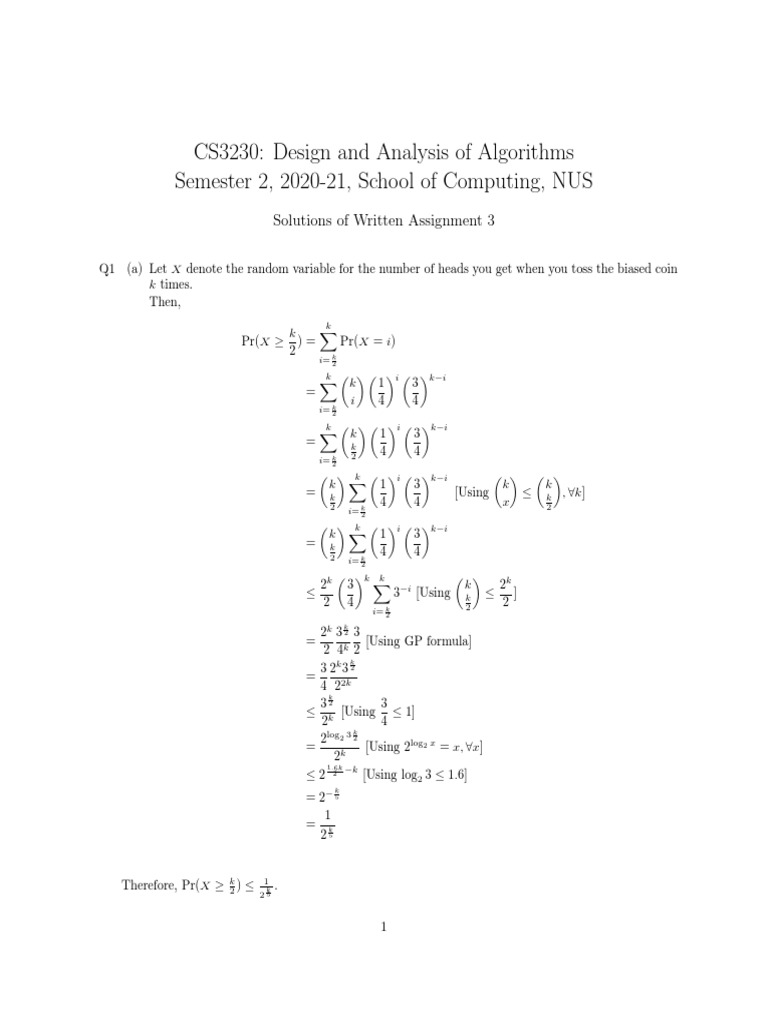 CS3230: Design and Analysis of Algorithms Semester 2, 2020-21, School of Computing, NUS | PDF ...