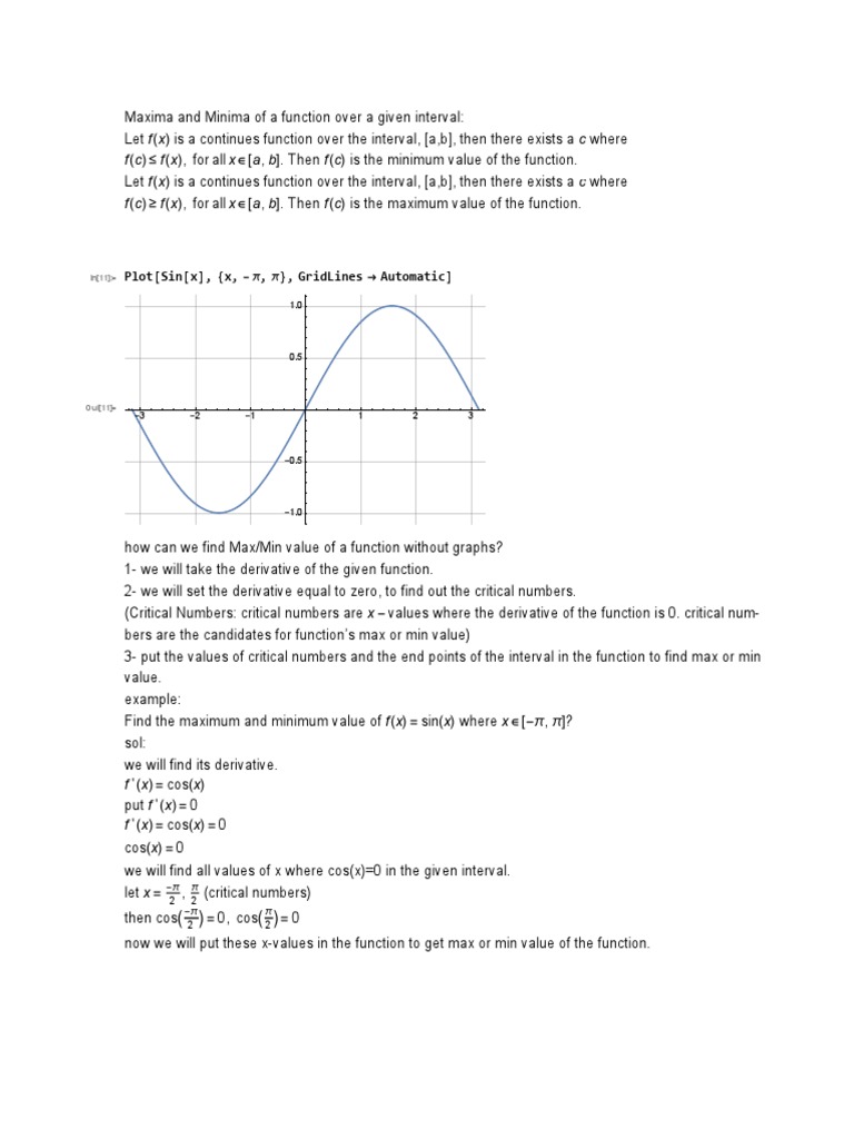 Plot (Sin (X), (X, - Π, Π), Gridlines → Automatic) | Download Free PDF ...