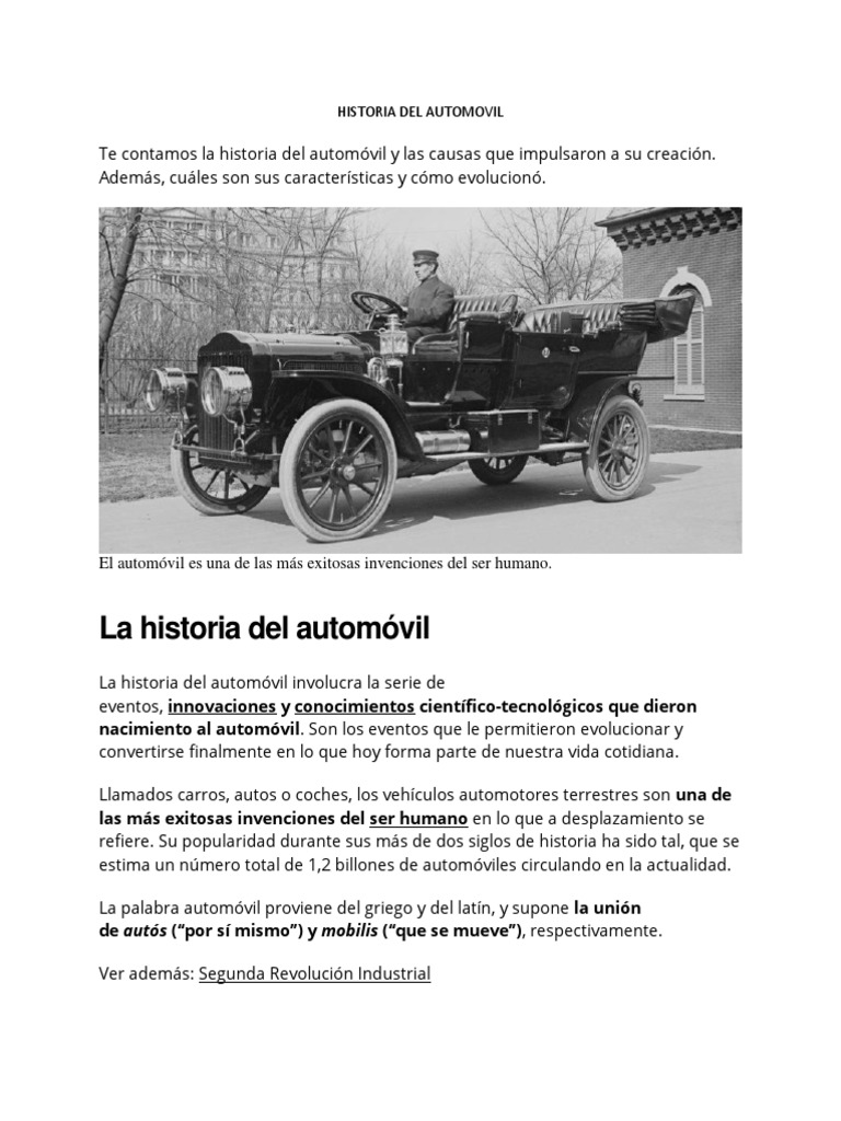 Historia Del Automovil | PDF | Coche | Industria automotriz