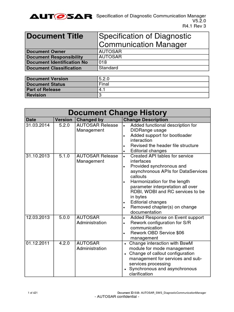 Autosar Sws Diagnosticcommunicationmanager Pdf Specification