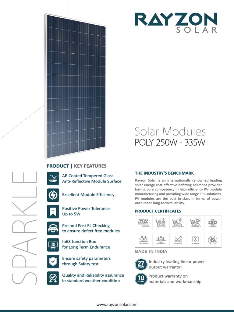 Rayzon Poly Crystaline Solar Panel | PDF | Solar Panel | Photovoltaics