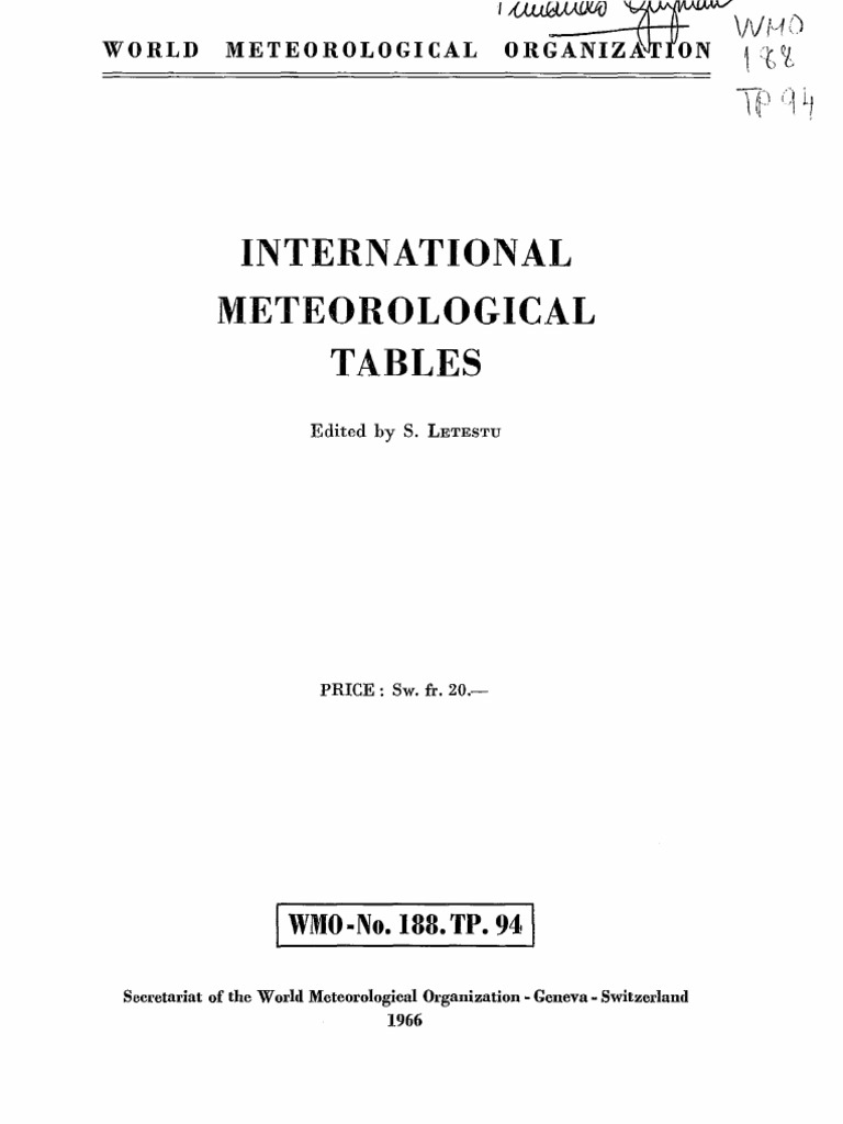 International meteorological tables | PDF | Mole (Unit) | Temperature